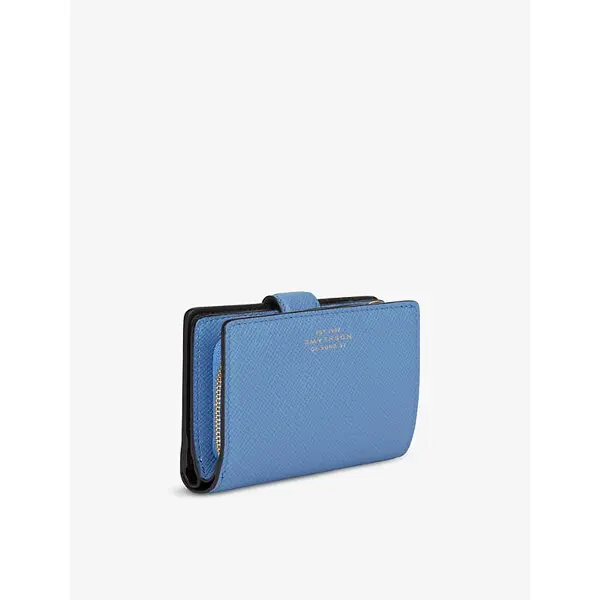 Smythson Panama Small Continental Leather Purse - Nile Blue